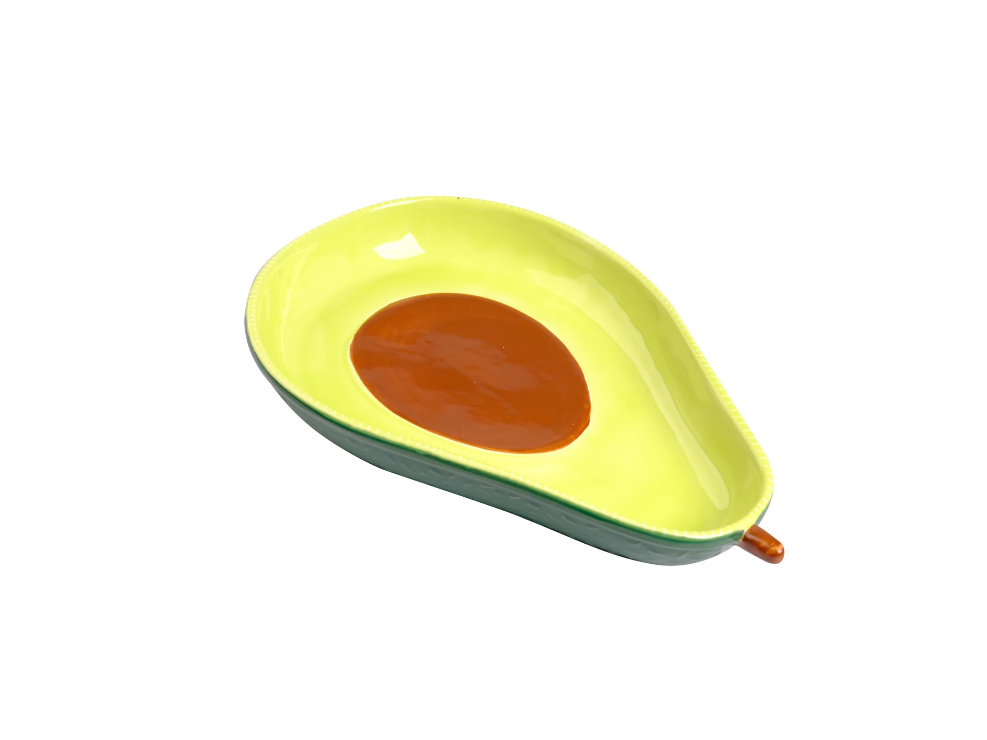Green 12 Inch Ceramic Avocado Serving Tray - Lexi Home