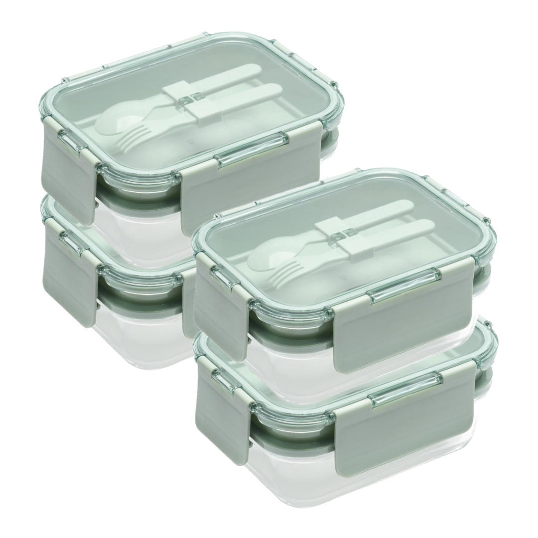 Deluxe 4-in-1 Double Layer Glass Bento Lunch Box in Sage – Lexi Home