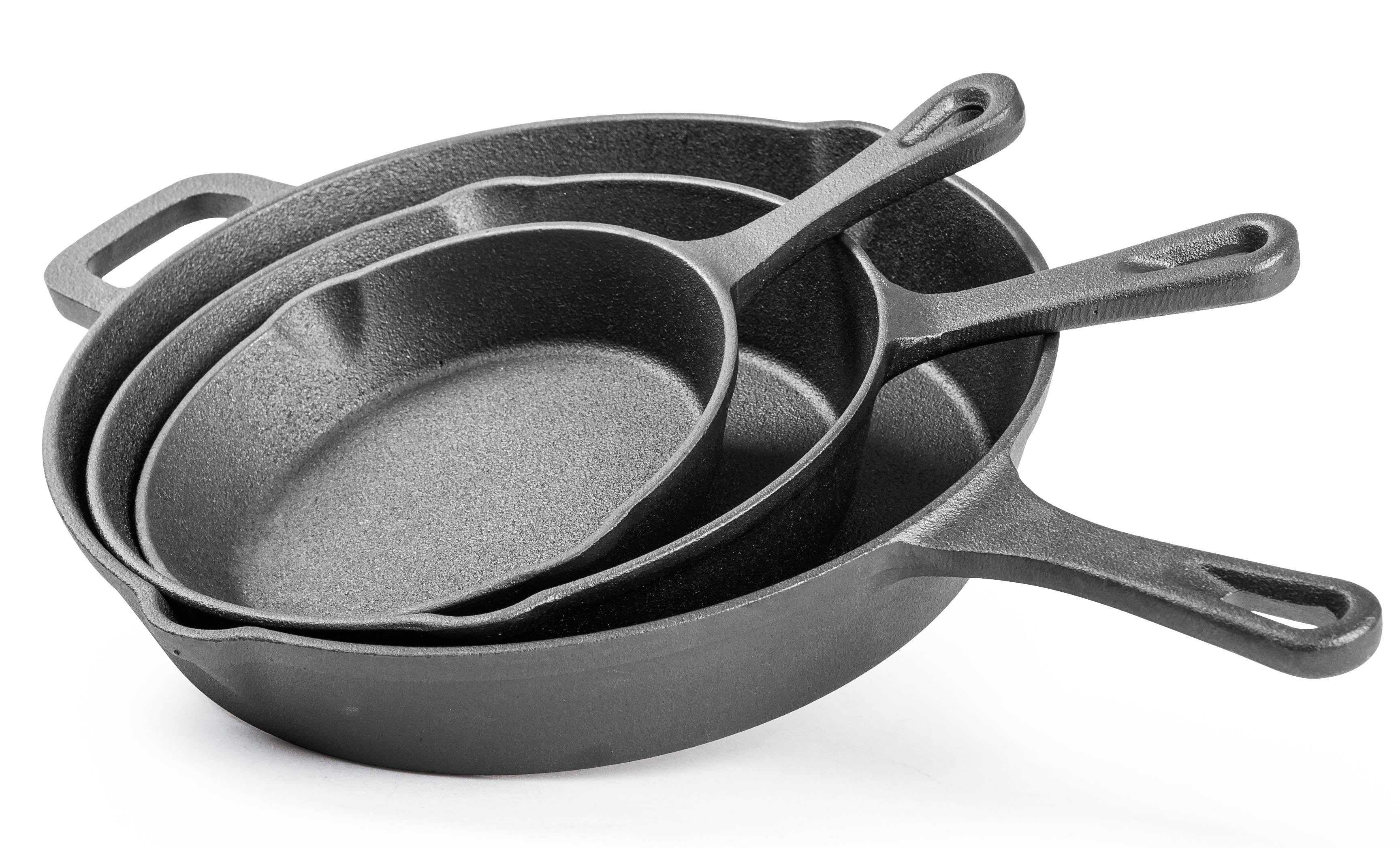 Durable Pre Seasoned 3-Piece Cast Iron Fry Pan Set - Lexi Home