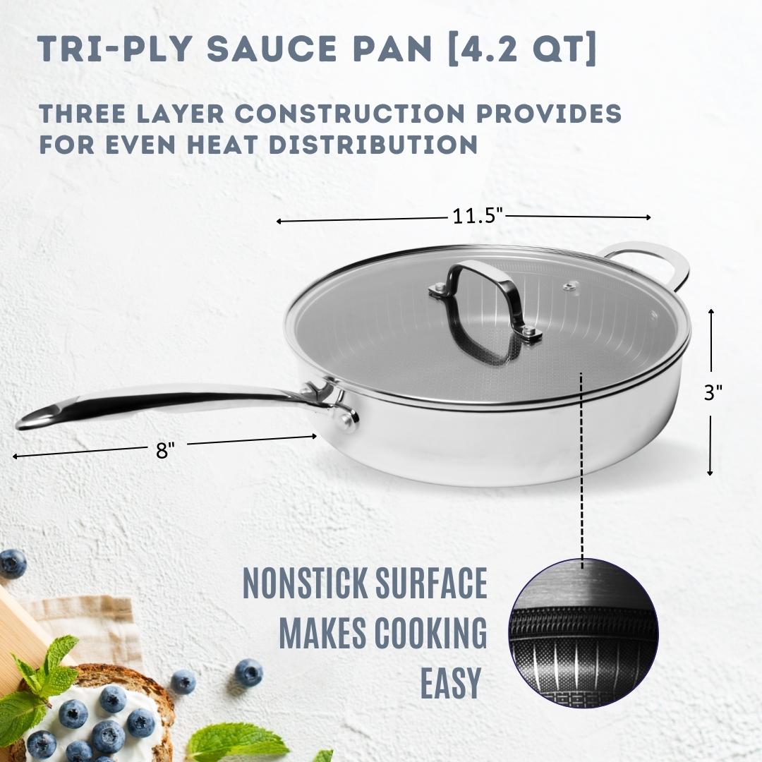 Stainless Steel Tri-ply Kitchen Cookware Set - 9 Piece | Lexi Home Stainless Steel Tri-ply Kitchen Cookware Set - 9 Piece | Lexi Home